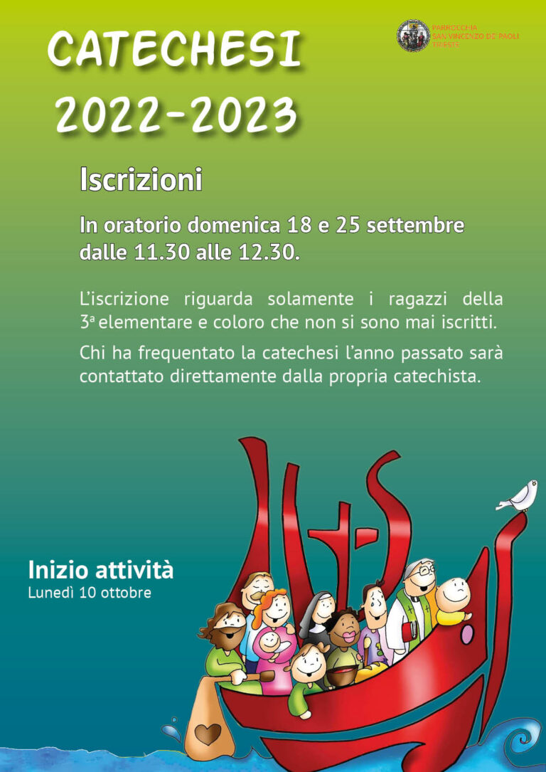Catechesi 2022-2023: informazioni e iscrizioni – Parrocchia San Vincenzo de' Paoli